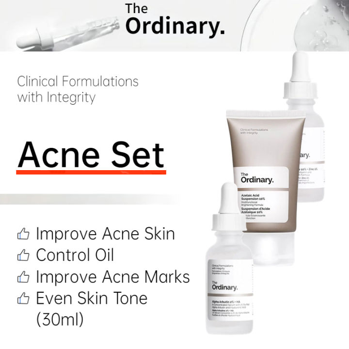 The Ordinary Acne Set Niacinamide 10% + Zinc 1% Azelaic Acid Suspension ...