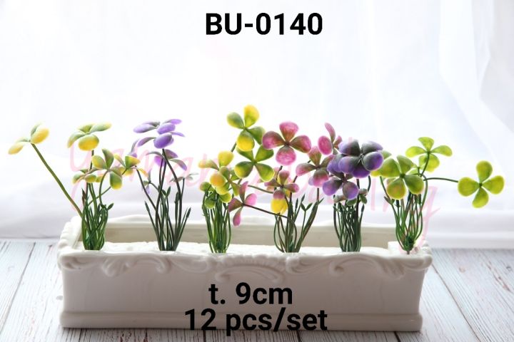 BU-0140 Topper hiasan kue tart cake rumput bunga daun tanaman plastik ...