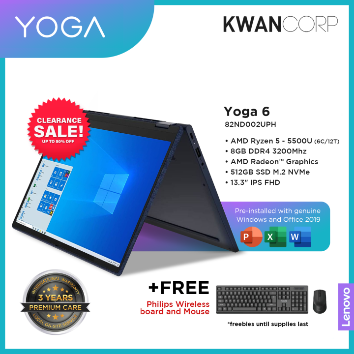 Lenovo Yoga 6 82ND002UPH AMD Ryzen 5 5500U 8GB RAM AMD Radeon 512GB SSD ...