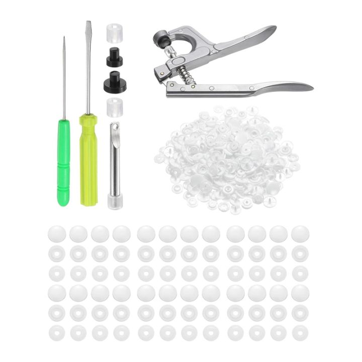 Plastic Snaps Fasteners with Snap Pliers T8 Round Resin No-Sew Button ...