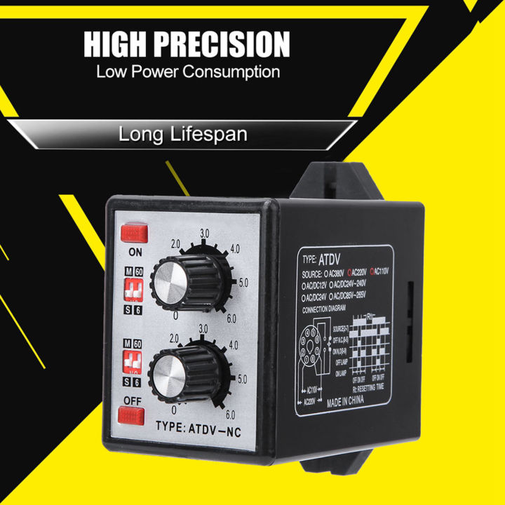 Twin Timer Relay ATDV-NC On Off Twin Timer Relay Knob Control Time ...