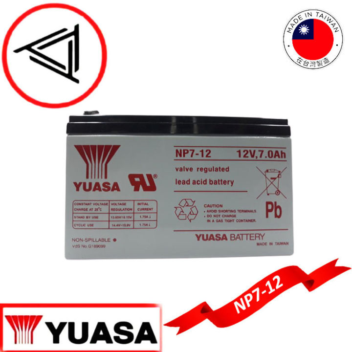 Yuasa NP7-12 7ah 12v Valve Regulated Lead Acid Battery VRLA (Made in Taiwan) NP 7-12 | Lazada PH