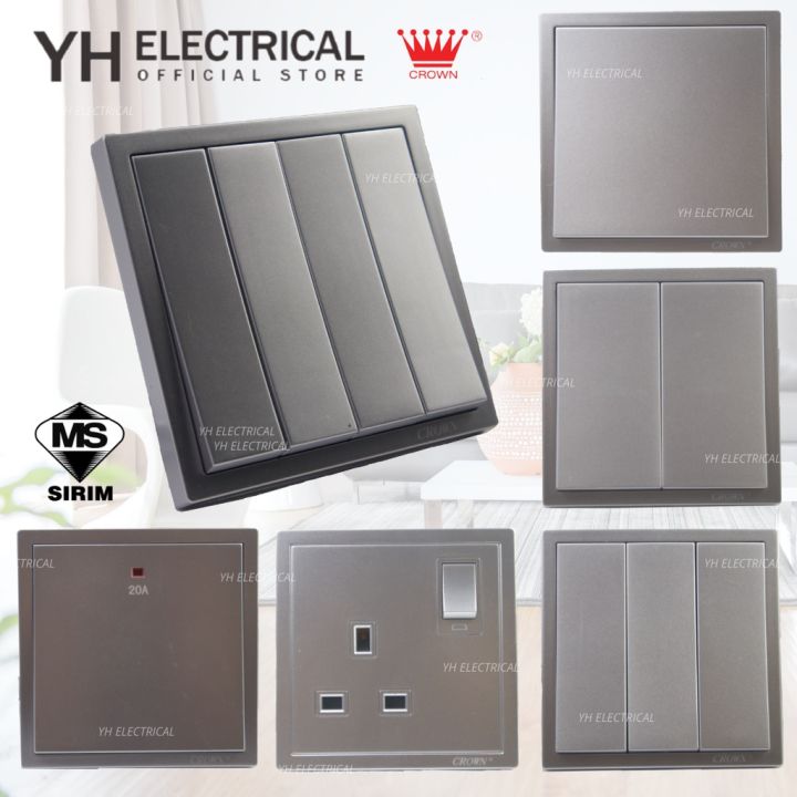 [ SILVER ] CROWN CM Series Switch / Switched Socket Outlet / Suis Soket ...