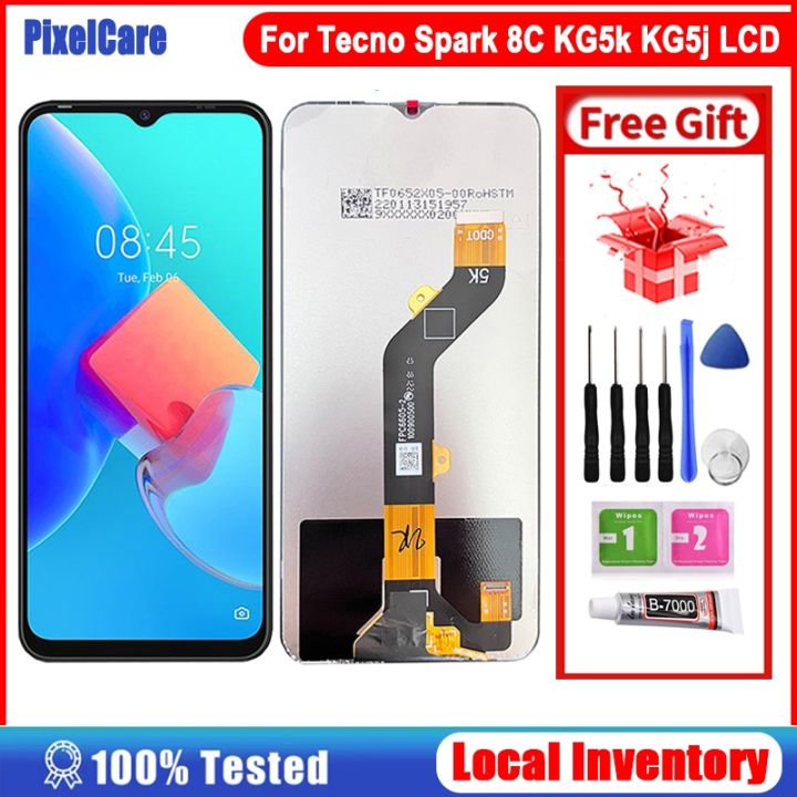 Original LCD With Frame For Tecno Spark 8C KG5k KG5j KG5n LCD Screen Display Touch Screen ...