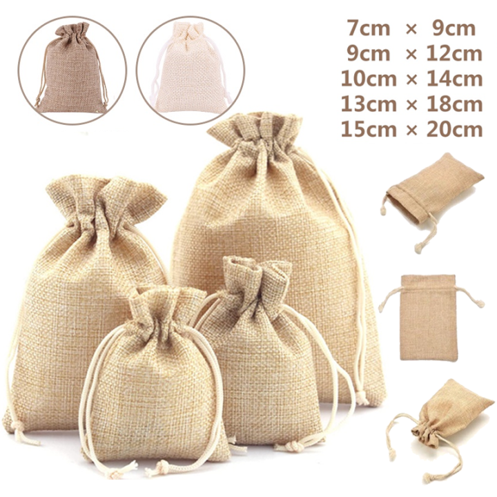 Natural Burlap Drawstring Pouch String Bag Dustroof for Linen Gift Bags ...
