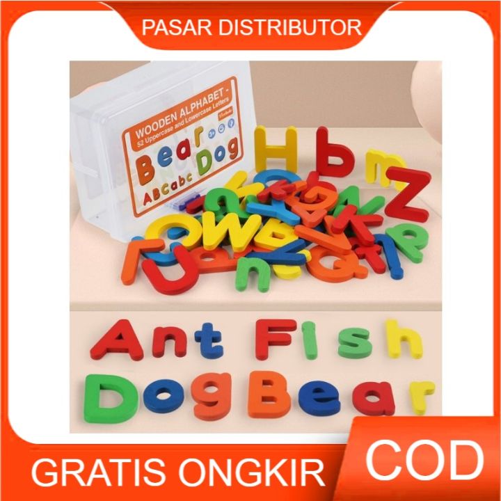Mainan Anak WOODEN ALPHABET 52 WORDS Mainan Edukasi Anak Puzzle Kayu ...