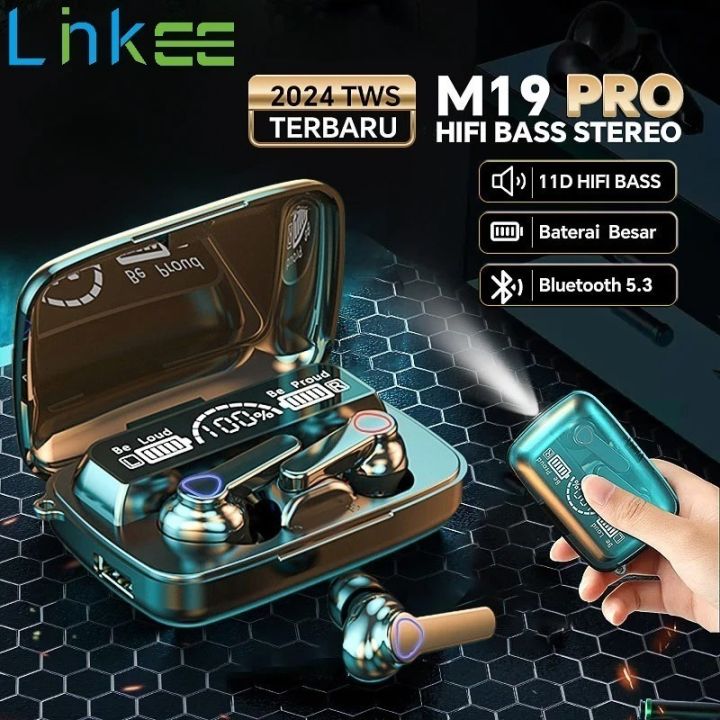 หูฟังบลูทูธไร้สาย TWS M19ใหม่5.3 9D คุณภาพสูง IPX7จอแสดงผลดิจิตอลกันน้ำ | Lazada.co.th