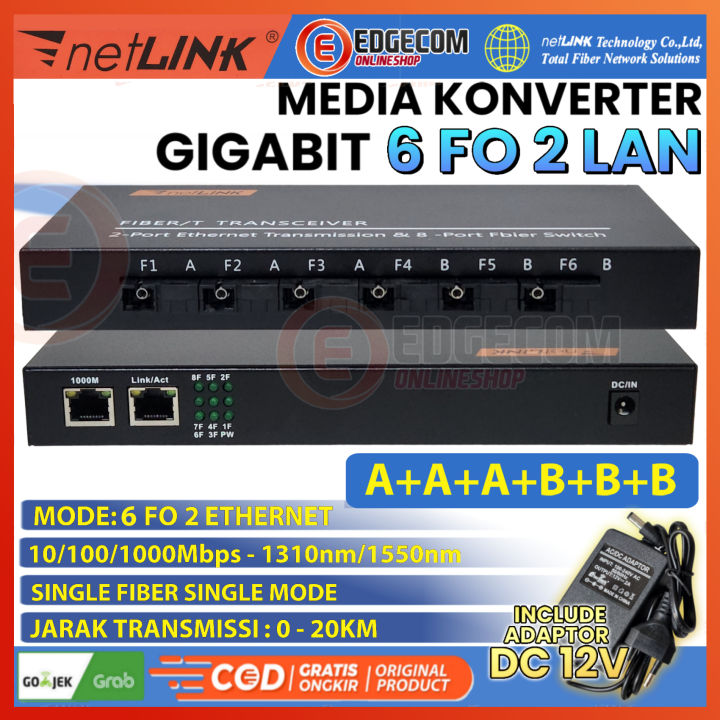 Media Konverter Converter Gigabit 6 FO 2 LAN 10/100/1000M Fiber Optic ...