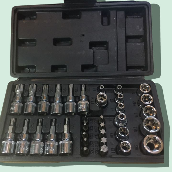 Star bit socket dan Torx bit set 34 pc - Kunci sok E dan bintang ...