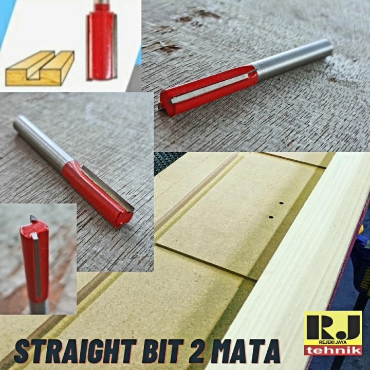Mata Profil Kayu Lurus Router Straight Bit 2 Mata Pisau 3, 5, 6, 8, 10 ...