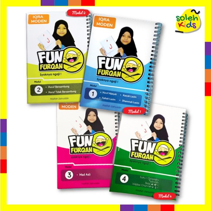 FUN FURQAN MODUL 1 2 3 4 buku iqra moden belajar baca quran prasekolah ...