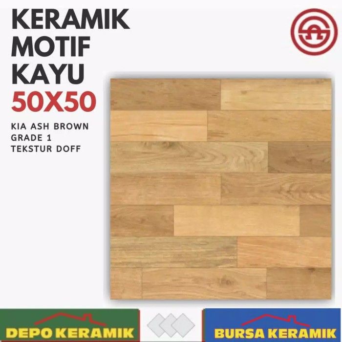 Keramik Lantai Motif Kayu 50X50 ASH BROWN - KIA | Lazada Indonesia