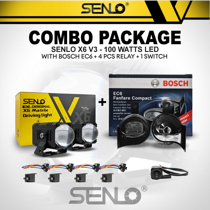 COMBO PACKAGE - ORIGINAL SENLO X6 MATRIX DRIVING LIGHT V3 + BOSCH EC6 ...