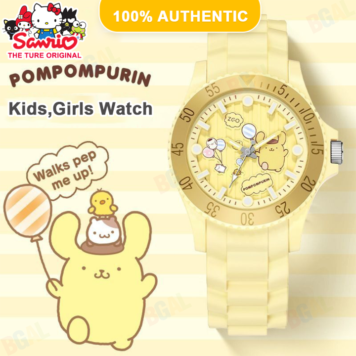 (พร้อมกล่อง/45.3มม.) ของแท้ 100% Sanrio Pompompurinนาฬิกาสำหรับเด็กหญิงเด็กชายนาฬิกาควอตซ์ ...