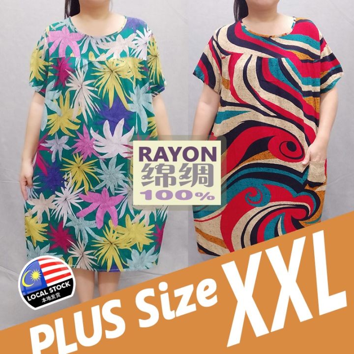 [Ship from Malaysia] 100% RAYON/COTTON SILK PLUS SIZE XXL/ Women Batik ...