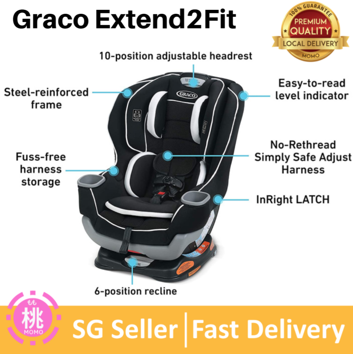 Graco Extend2Fit Convertible Car Seat, Rear Facing, Forward Facing ...