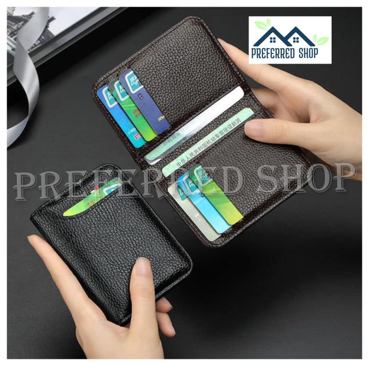 PREFERRED SHOP Leather Bi-Fold Thin Slim Multi-Card 8 Slot License Atm ...