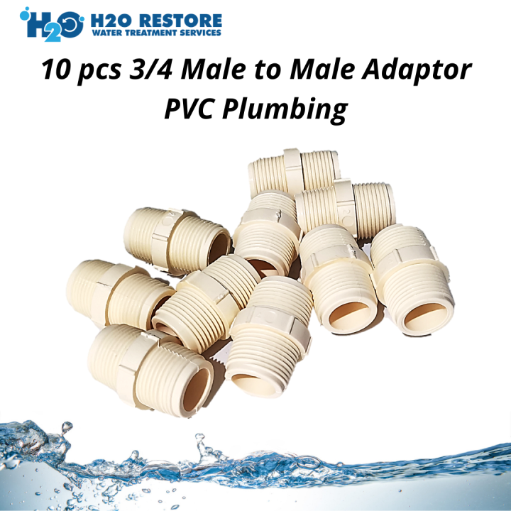 PVC White Nipple Dual Male Adaptor Connector tor 3/4" 10pcs Water ...