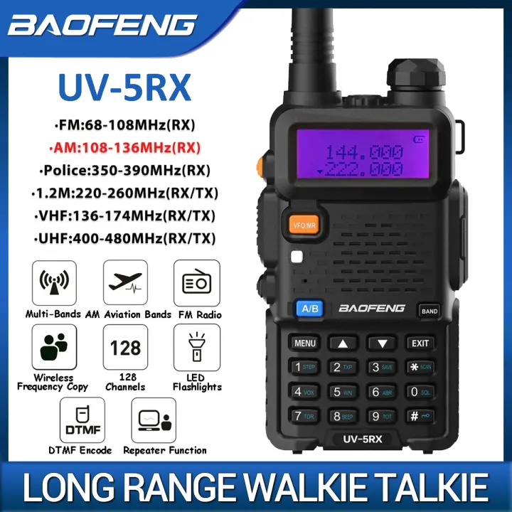 2024 New Baofeng UV-5RX Handheld Radio 5W Multi-Band AM Aviation Band 2800mAh 128 Channel ...