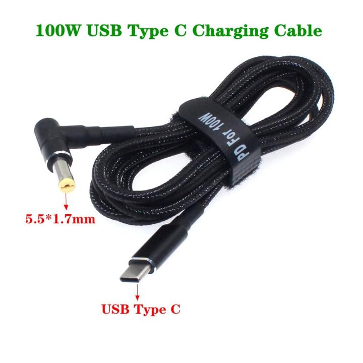 100W USB C Type C Laptop Charging Cable Cord USB Type C to 5.5x1.7mm Dc ...