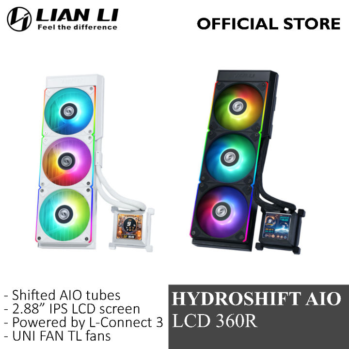 LIAN LI HYDROSHIFT lcd AIO 360RGB 2.88” IPS LCD All-In-One Cooler UNI ...
