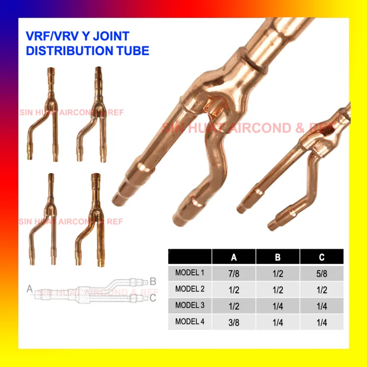 VRV VRF Y BRANCH PIPE JOINT DISTRIBUTION TUBE 1/4 3/8 1/2 5/8 7/8 | Lazada