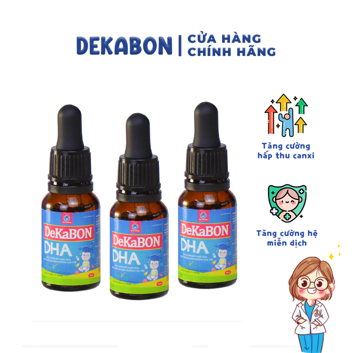 Combo 3 DHA cho bé Dekabon lọ 15ml/ hộp - Bổ sung DHA từ tảo, giúp trẻ ...