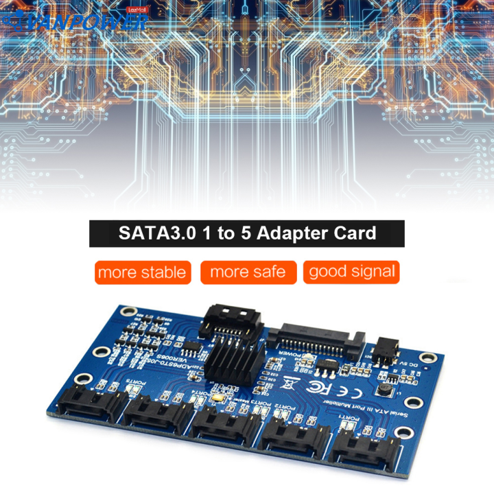 Professional 1 to 5 Port SATA Adapter Card SATA 3.0 6Gbps PM Expansion ...