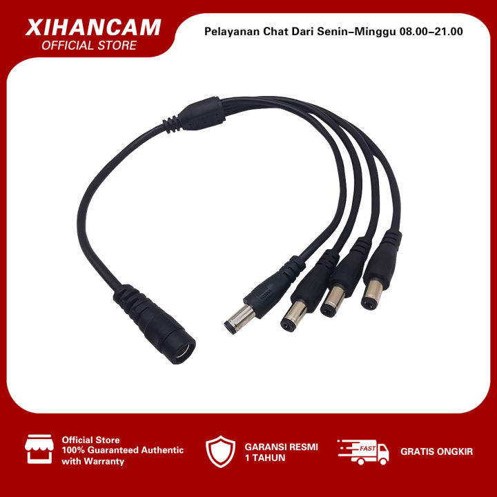XIHANCAM Kabel DC Cumi Cabang 4 Konektor DC Splitter 1 To 4 Jack DC Adaptor CCTV Female To Male ...