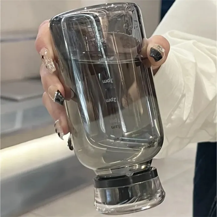 750ml/350ml Elegant Transparent Straw Glass Bottle With 2 Lids Cover ...