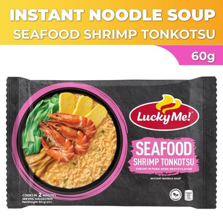 Lucky Me Instant Noodles Seafood Shrimp Tonkotsu Pouch 60g | Lazada PH