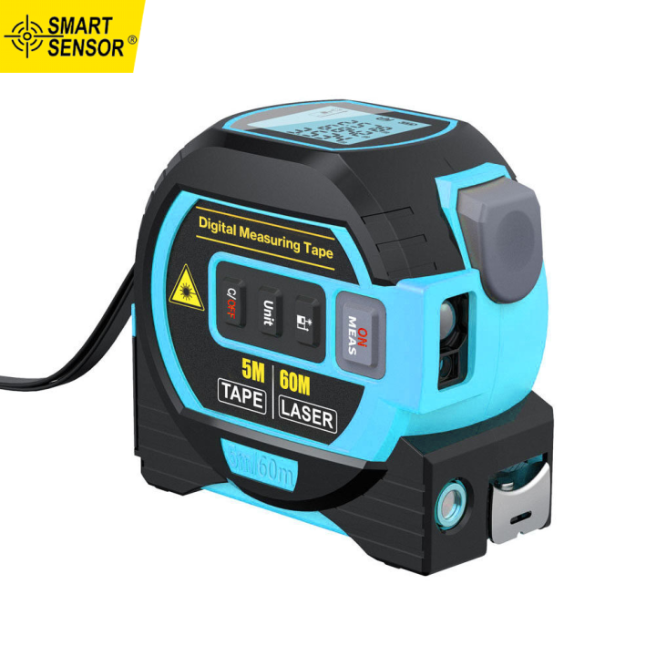 Smart Sensor 3in1 Laser Rangefinder 5m Tape Measure Ruler LCD Display ...