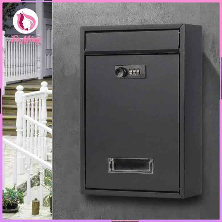 FoMing Large Locking Mailbox Wall Mount with Lock Rust Proof Letter Box ...