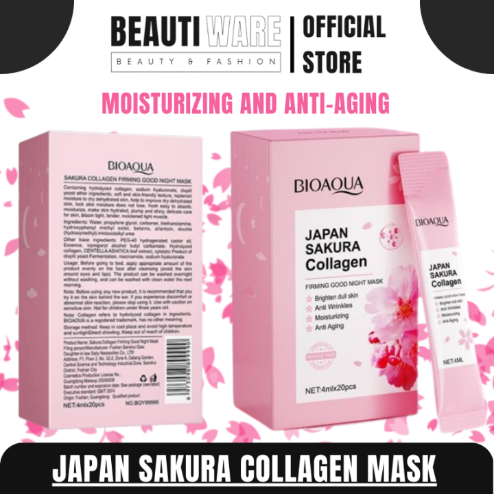 NEW JAPAN SAKURA COLLAGEN BIOAQUA 20 PCS JAPAN SAKURA COLLAGEN FIRMING ...