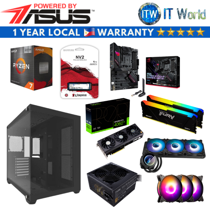 Gaming PC Powered by ASUS Desktop Computer Set 7 5700X 4060 Ti OC RTX ...