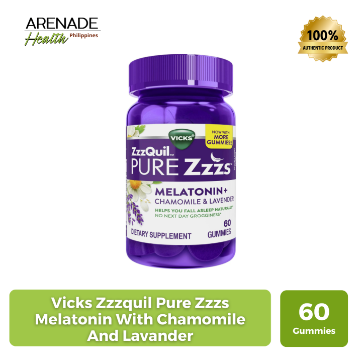 Vicks Zzzquil Pure Zzzs Melatonin With Chamomile And Lavander, 60 ...