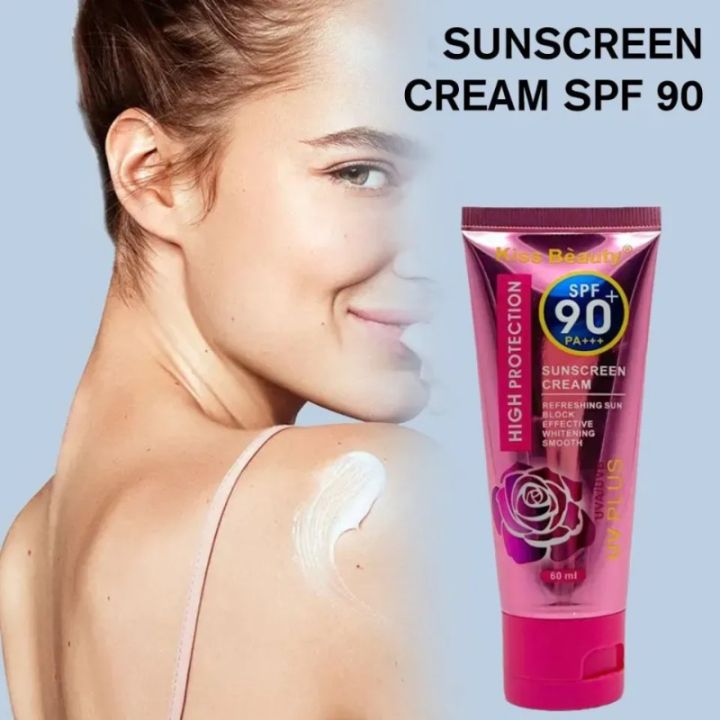 Kiss Beauty Sunscreen Cream Skin Care Facial Sunscreen Cream SPF 90+ Sunblock Lotion 60ml ...