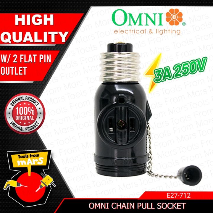 OMNI Chain Pull Socket w/2 Flat Pin Outlets 3A E27-712 TFM | Lazada PH