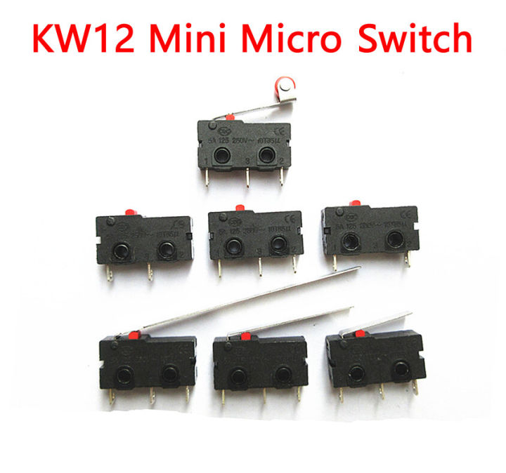 20pcs Mini Micro Limit Switch KW12 NO NC 3 Pins PCB Terminals SPDT 5A 125V 250V Roller Arc lever ...