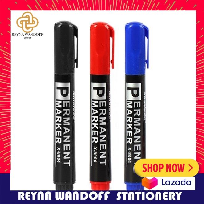 X8 Large Marker Permanent Pen Black Red Blue Up To 2.5mm Thickness ...
