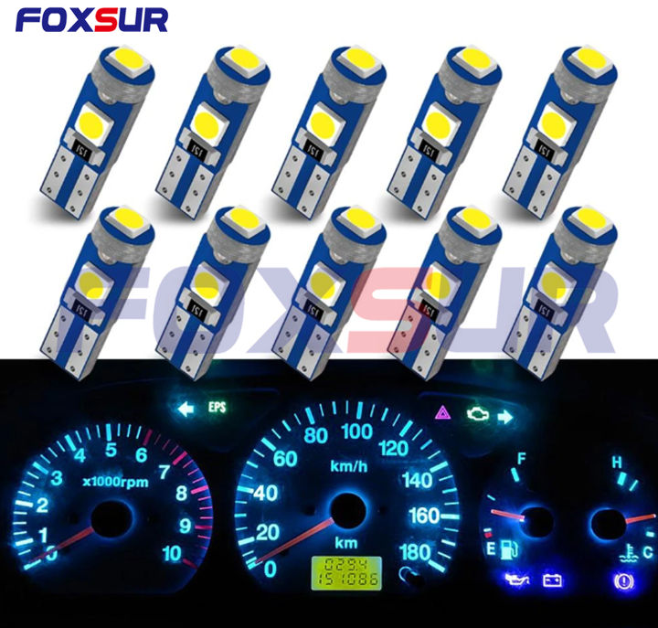 FOXSUR 10Pcs T5 LED Bulb Car Instrument Lamp W3W W1.2W 12V Led Canbus ... FOXSUR 10Pcs T5 LED Bulb Car Instrument Lamp W3W W1.2W 12V Led Canbus ...