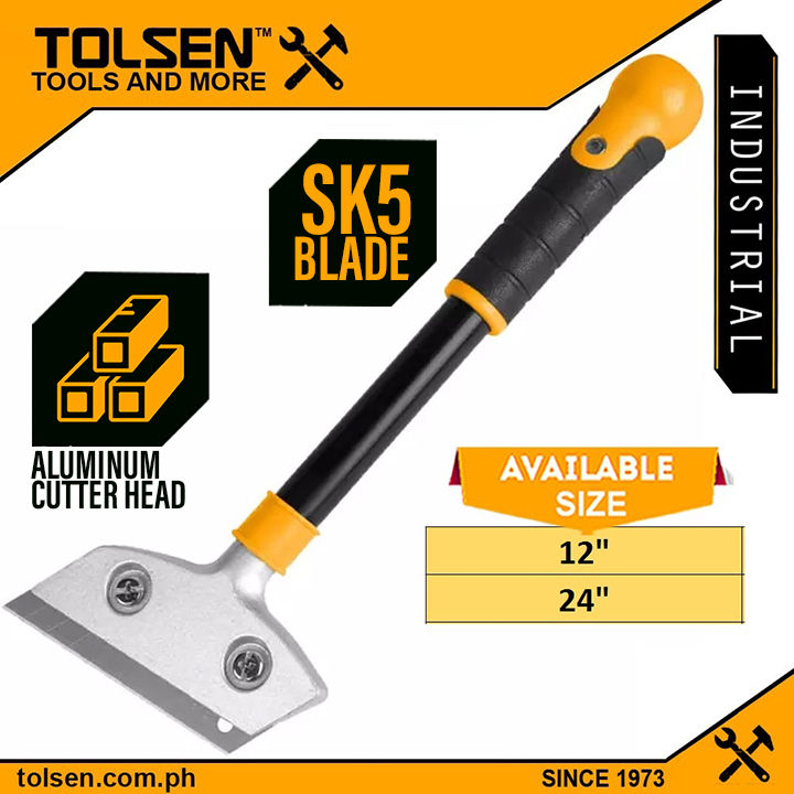 Tolsen Heavy Duty Glass & Tile Scraper w/ Soft Grip Steel Tube (12" 24 ...