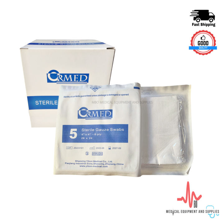 Ormed Sterile Gauze Swabs 4x4 10's/pouch, 5's/pouch - (100pcs/box) 1BOX ...