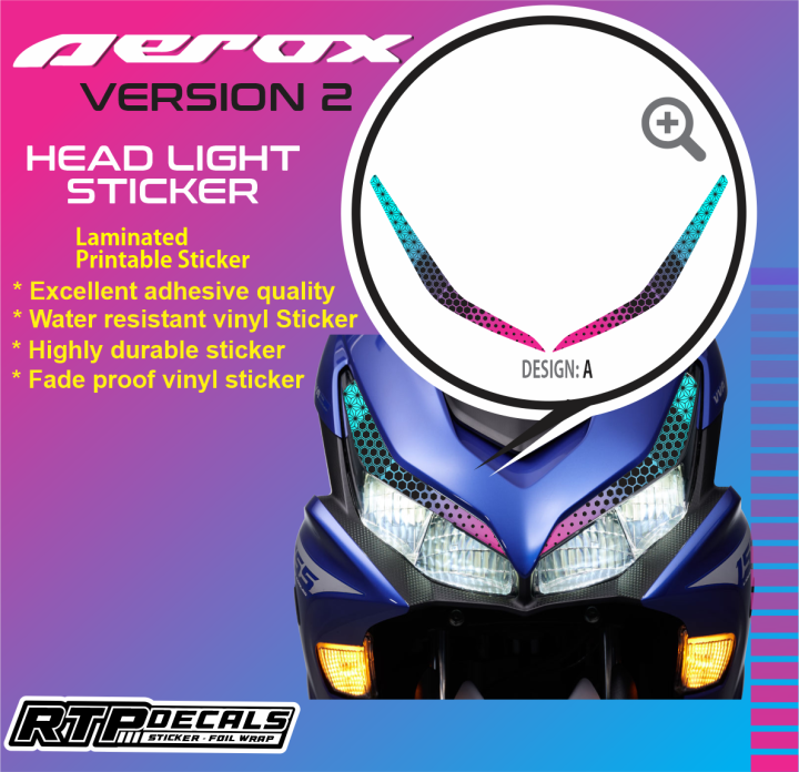 Yamaha Aerox V2 Headlight Sticker Film Available all Design | Lazada PH