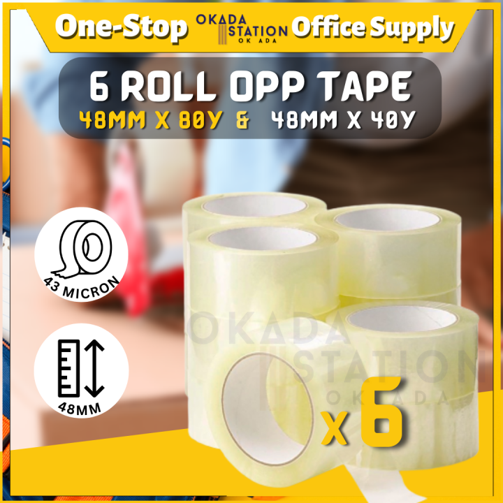 OKADA OPP Tape 48mm x 80Y (6 Rolls) Packaging Tape Wrapping Clear ...