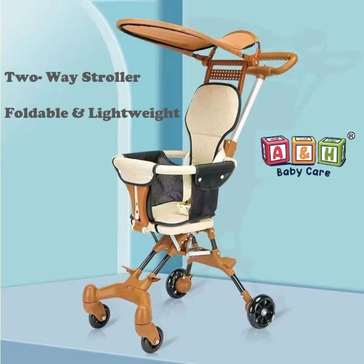 A&H Foldable baby Stroller Lightweight Compact travel Stroller Two Way Push Cabin Size | Lazada PH