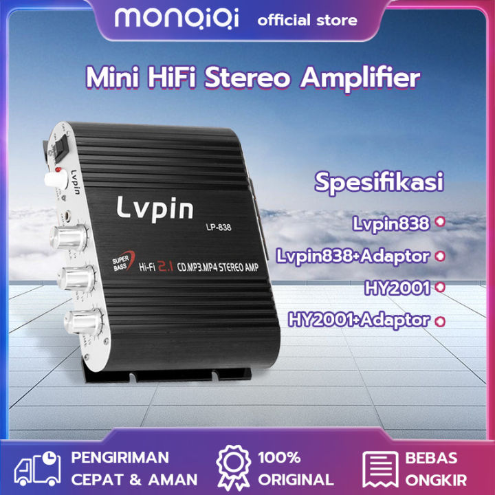 MONQIQI LVPIN Mini HiFi Stereo Amplifier Treble Bass Booster 12V 20W / LP-838 /Amplifier Power ...