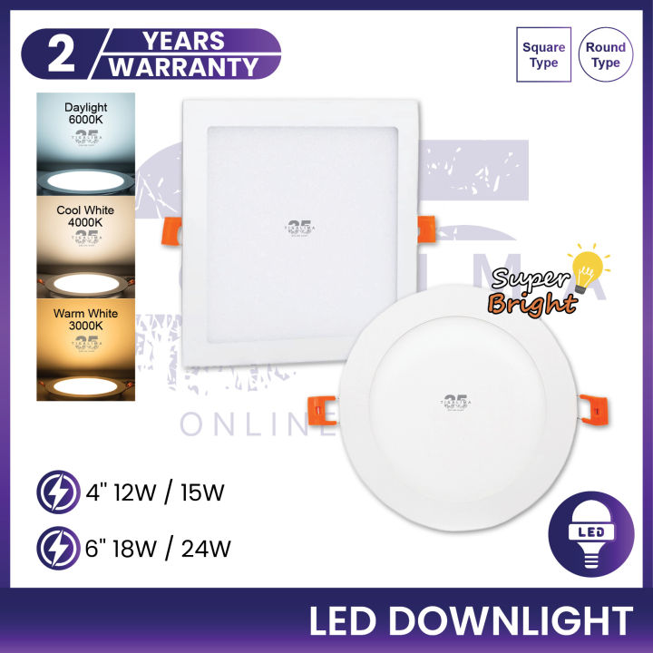 LED Downlight 4Inch 6Inch 12W 15W 18W 24W Round / Square Ultra Slim LED ...