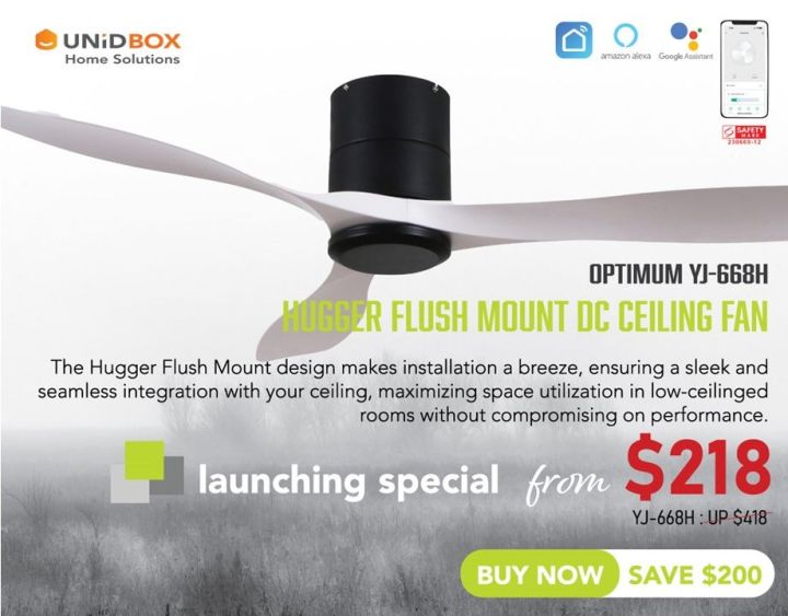 YOUKAIN Optimum YJ-668H 46''/52'' DC Ceiling Fan NO LIGHT/living hall ...