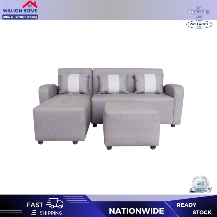 JUDITH SOFA WITH OTTOMAN AND 3 PCS THROWPILLOWS - WILLION HOME ...